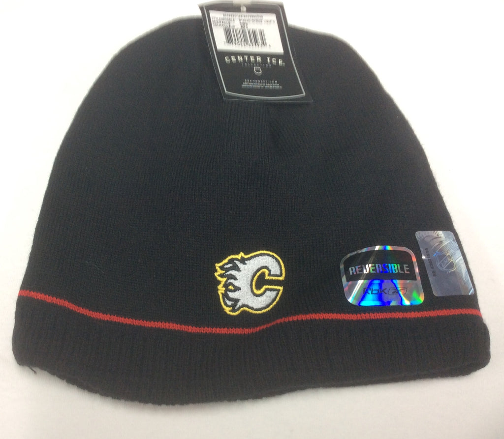 Calgary Flames Black/Red Reebok NHL Reversible 760 Knit Hat - Hockey ...