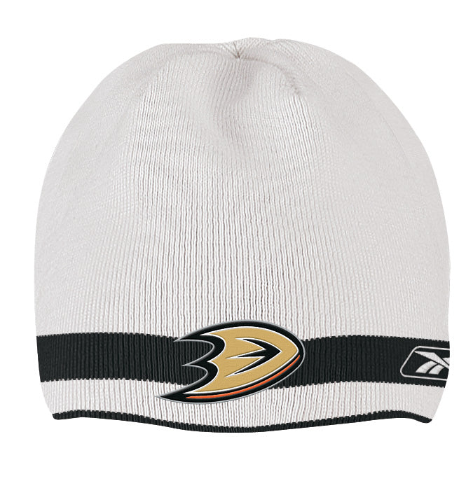 Anaheim Ducks White/Black Reebok NHL Reversible 560 Knit Hat - Hockey ...