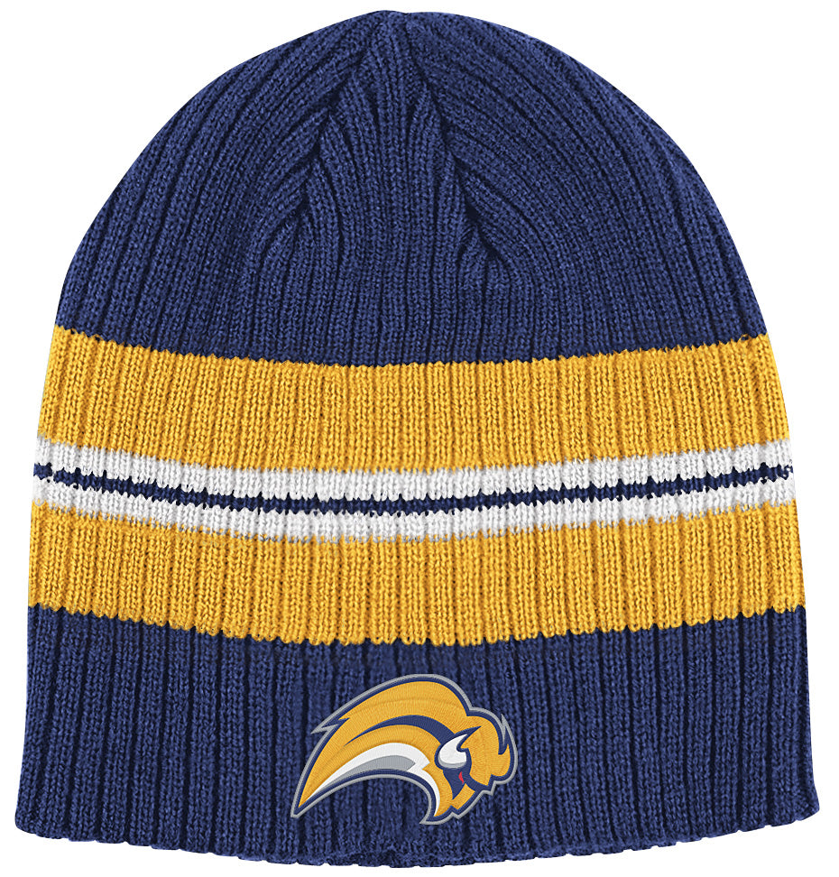 Buffalo Sabres Buffaslug Navy Reebok NHL Striped Knit Hat - Hockey ...